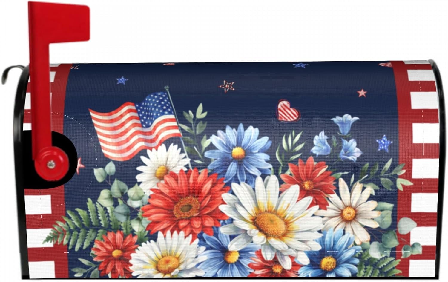 4th of July Patriotic Flower Mailbox Covers Magnetic Standard Size 18 x ...