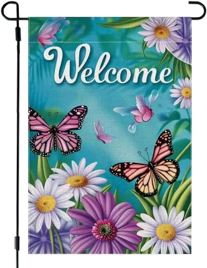 4th of July Patriotic Garden Flag Double Sided, Small Burlap Summer Independence Day Floral ...