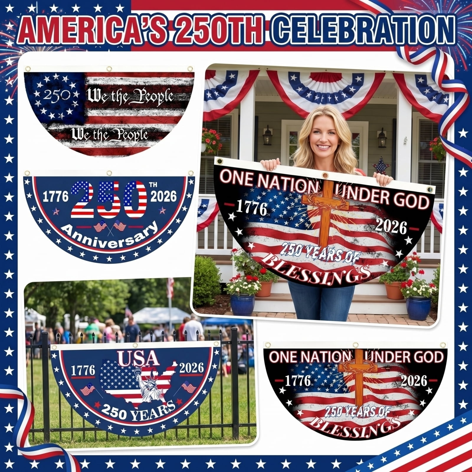 4th of July Patriotic Garden Flag Independence Day America 250th ...