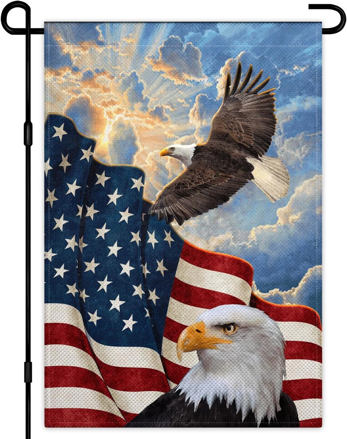 4th of July Patriotic Garden Flag Independence Day and America Eagle ...