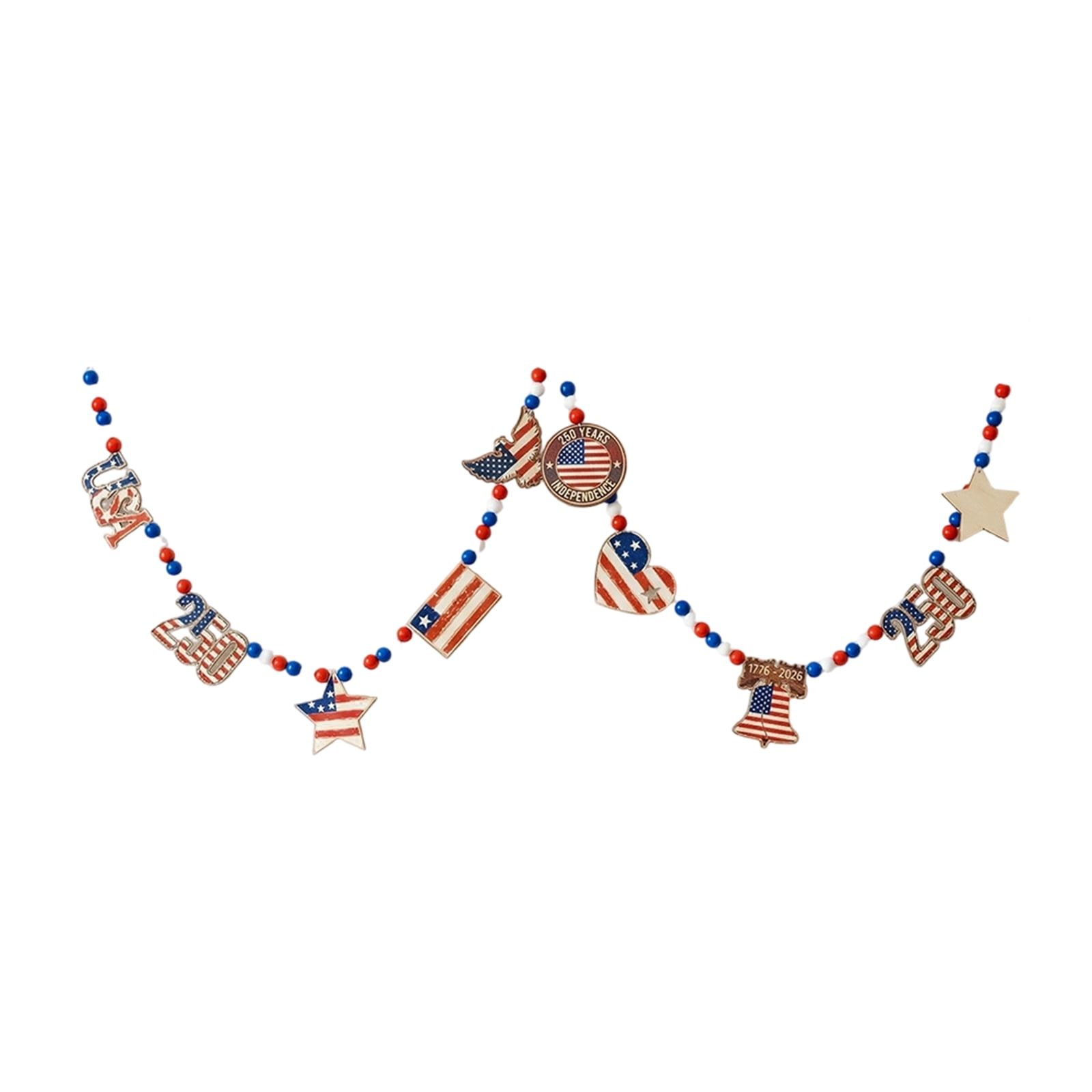4th of July Patriotic Garland Decorations, Rustic Wooden Star Red White ...