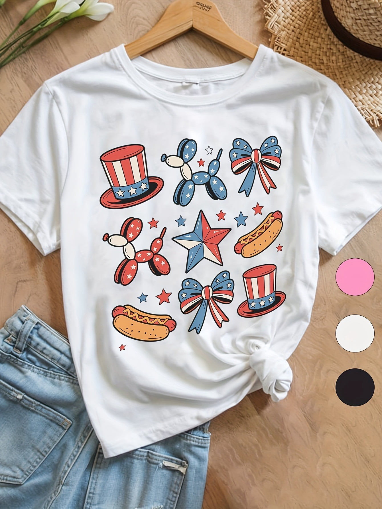 4th of July Patriotic Girls' Summer Shirt - Loose Fit Cute Top with ...
