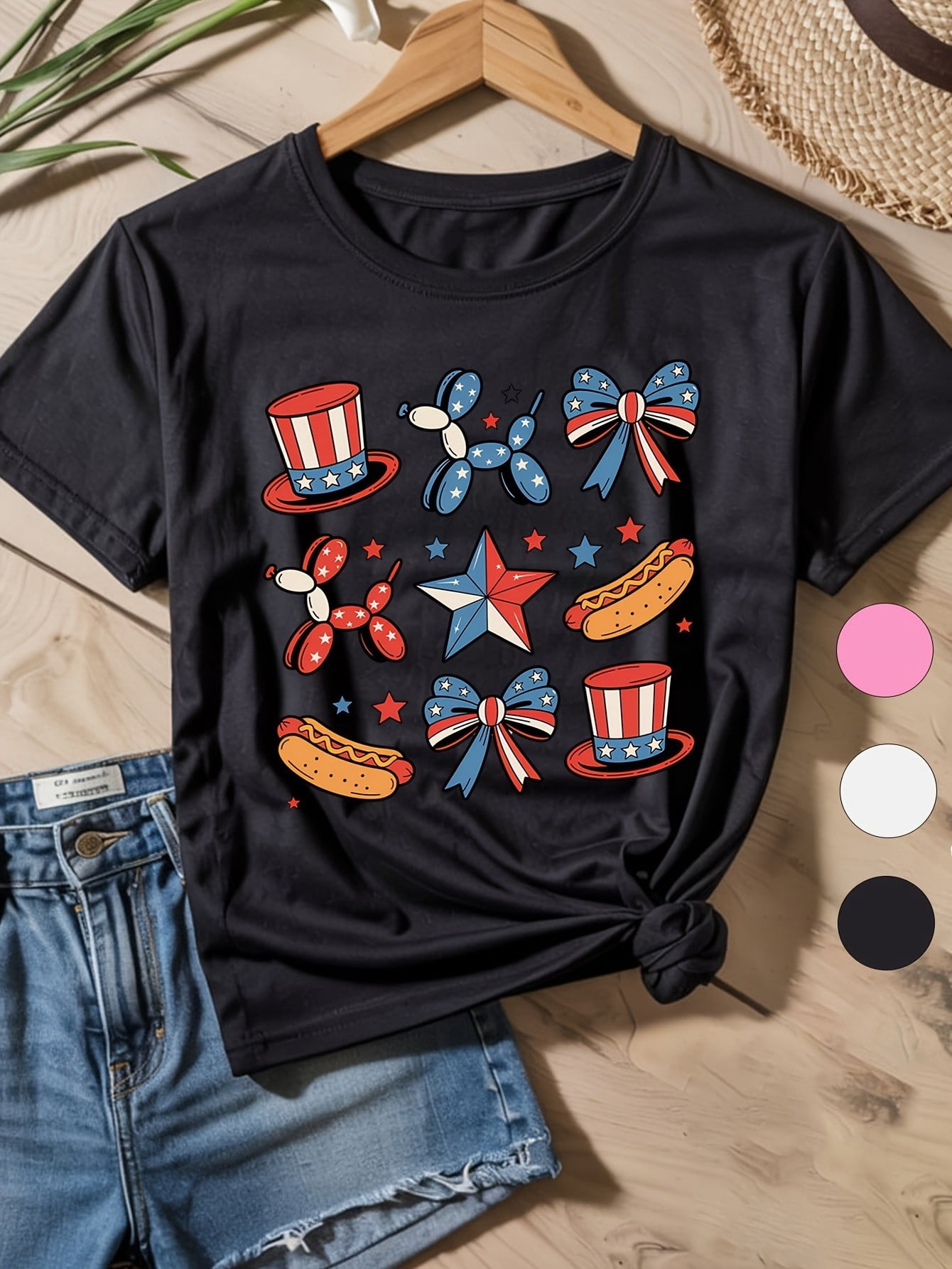 4th of July Patriotic Girls' Summer Shirt - Loose Fit Cute Top with ...