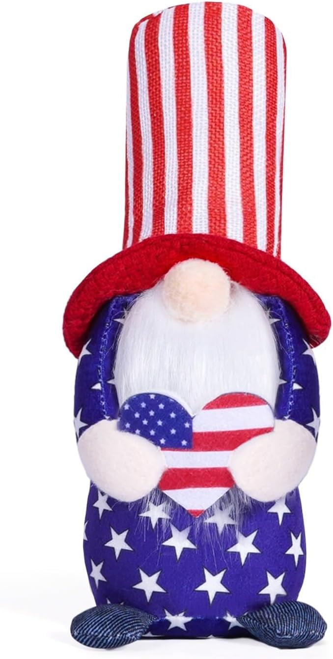 4th of July Patriotic Gnome Decorations American Independence Day Plush Gnome Scandinavian Tomte ...