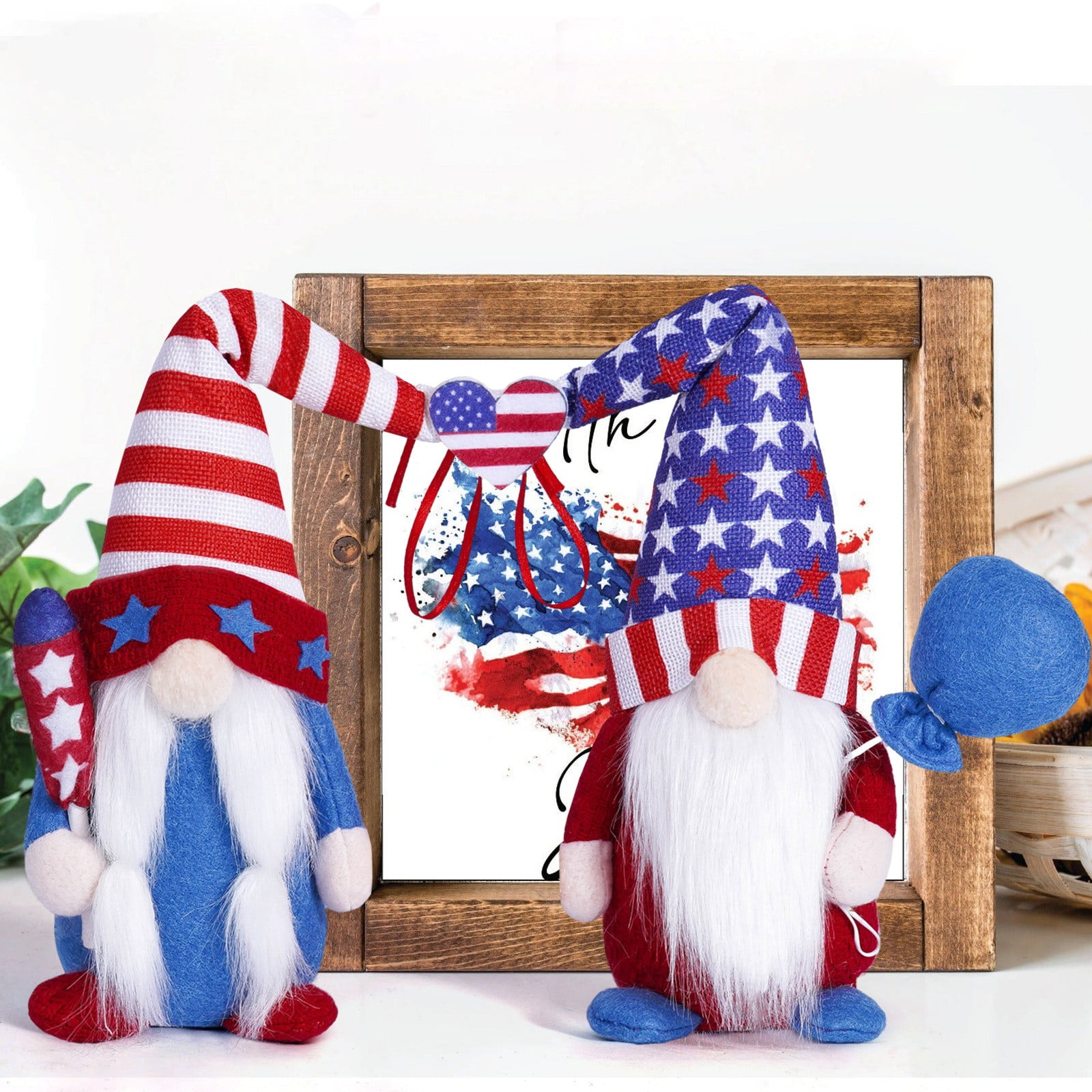 4th of July Patriotic Gnomes Decorations for Home 12.5inch Fourth of July Gnome Plush Hold USA ...