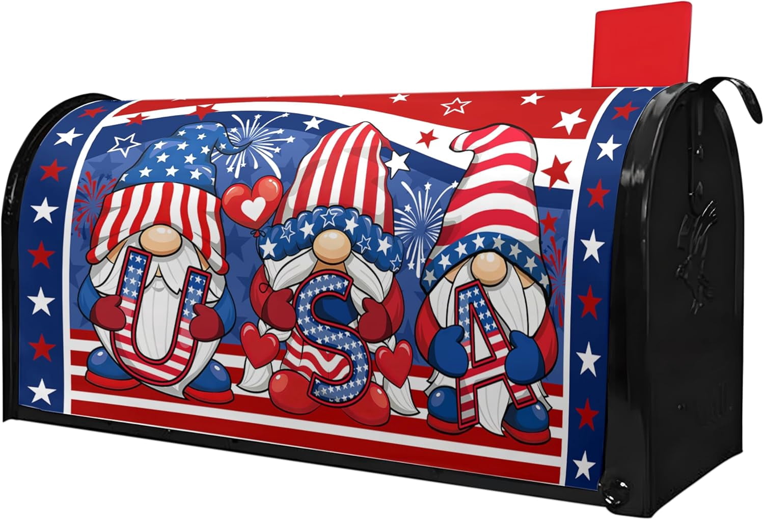 4th of July Patriotic Gnomes Magnetic Mailbox Covers Large Size 25.5 x ...