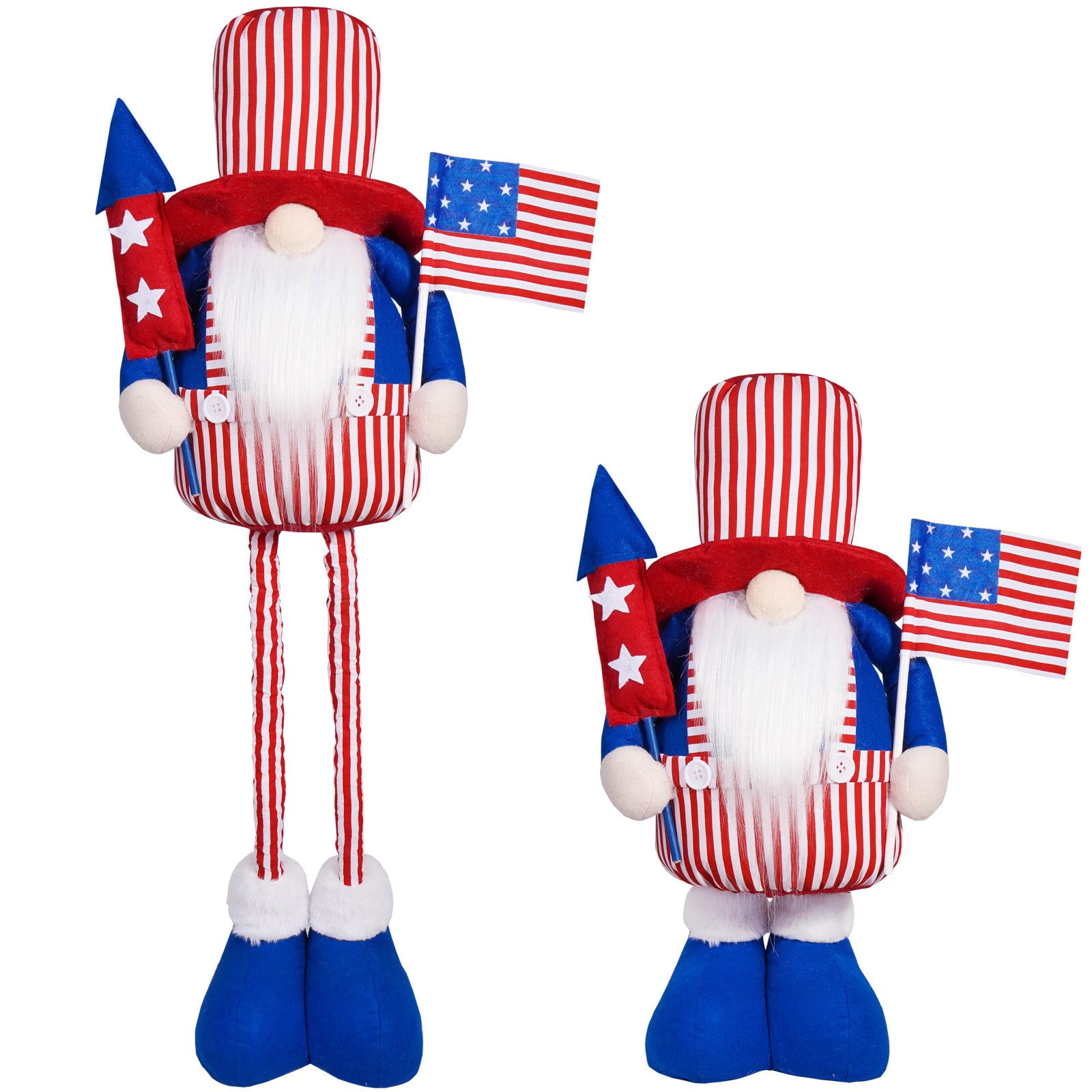 4th of July Patriotic Gnomes Plush Decorations - Cute Long Leg Fourth of July Gnome Hold ...