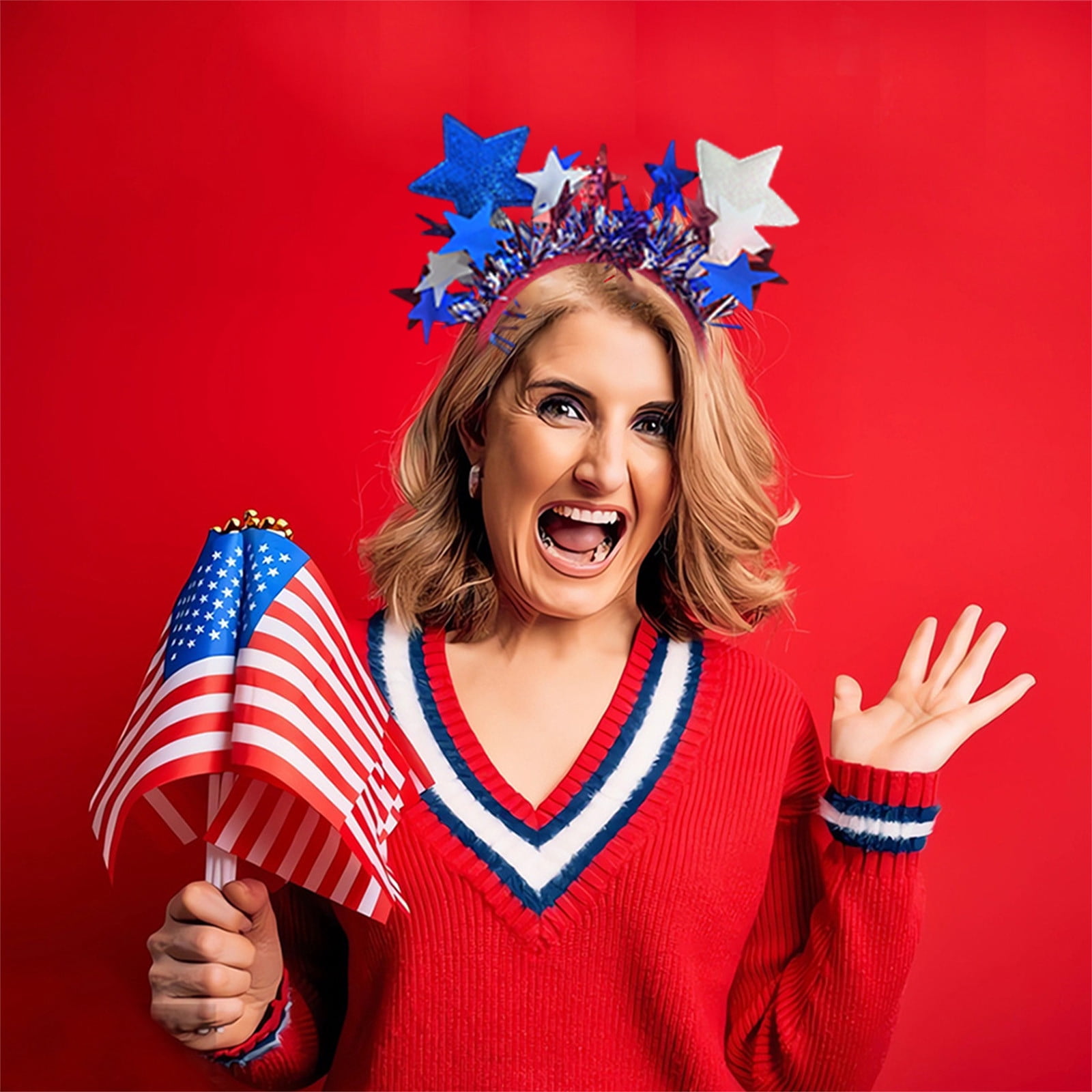 4th of July Patriotic Headband | Red White Blue Star Festival Party ...