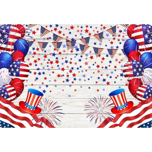 4th of July Patriotic Independence Day Backdrop 7x5ft Striped and Stars ...