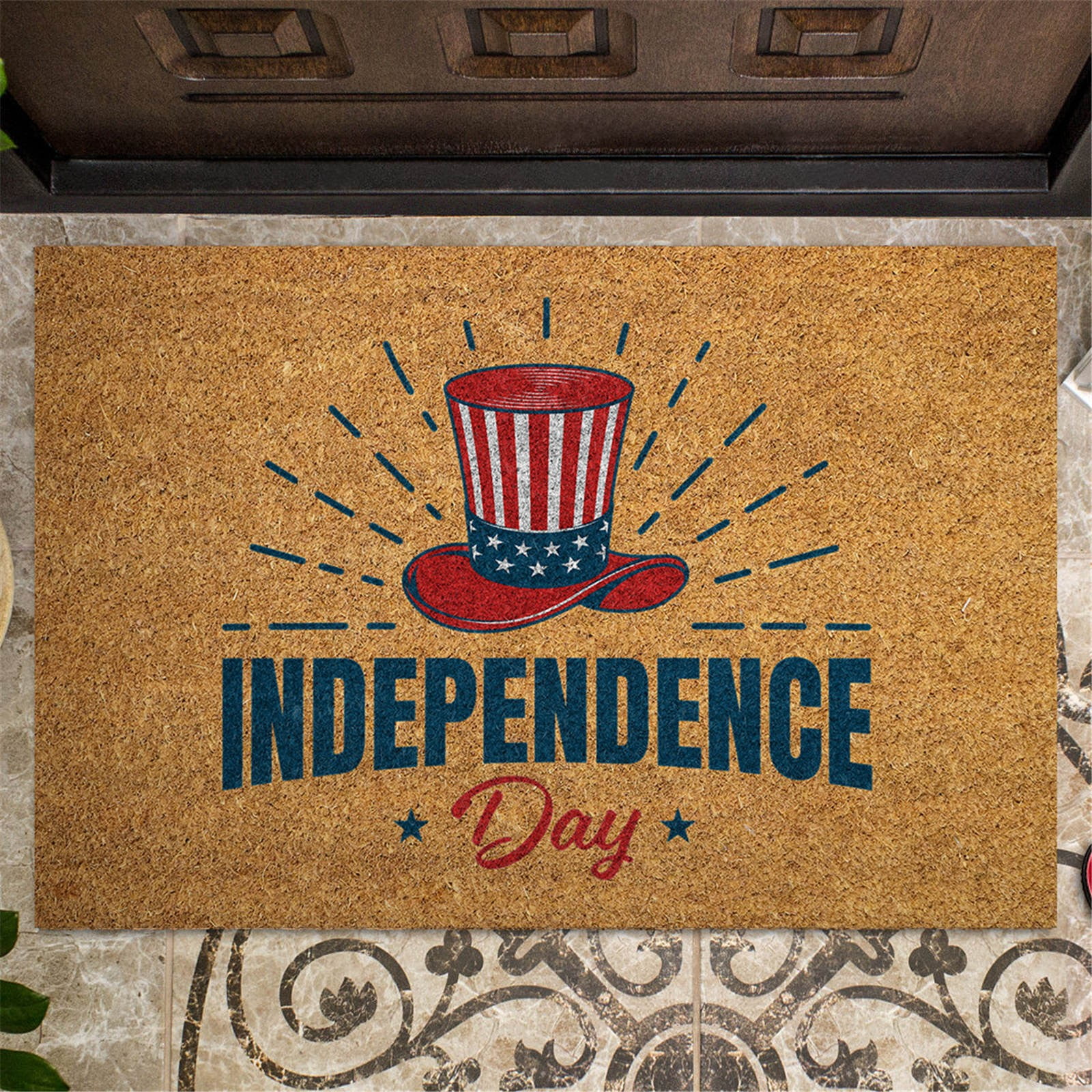 4th of July Patriotic Independence Day Door Mat USA Flag Doormat 16"x24 ...