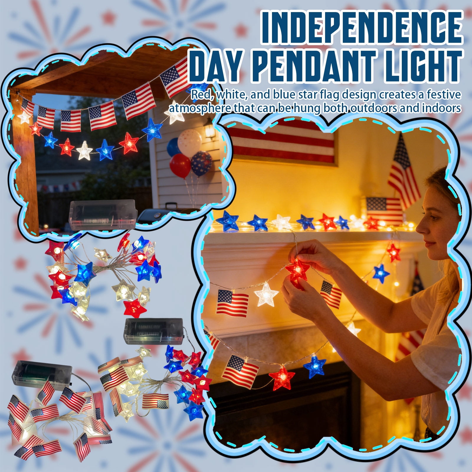 4th of July Patriotic LED String Lights, 250th Birthday Independence ...
