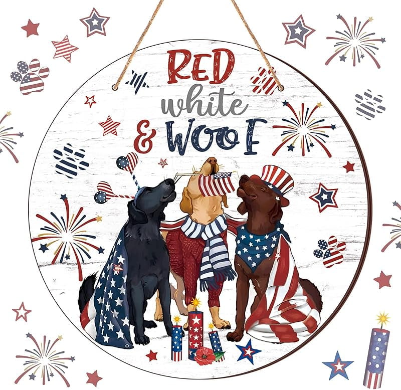 4th of July Patriotic Labrador Door Sign Decoration Memorial Day Door ...