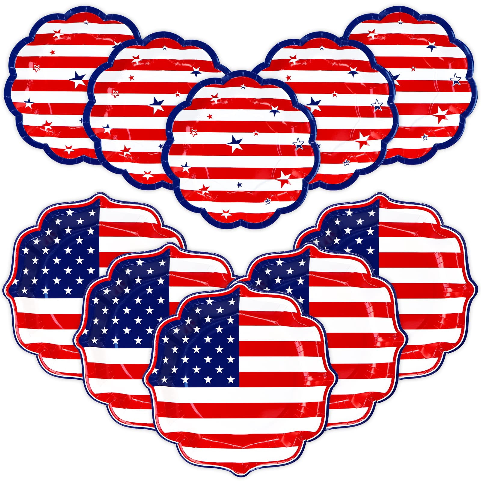 4th of July Patriotic Party Plates,100pcs AFN1Bulk Independence 9 ...