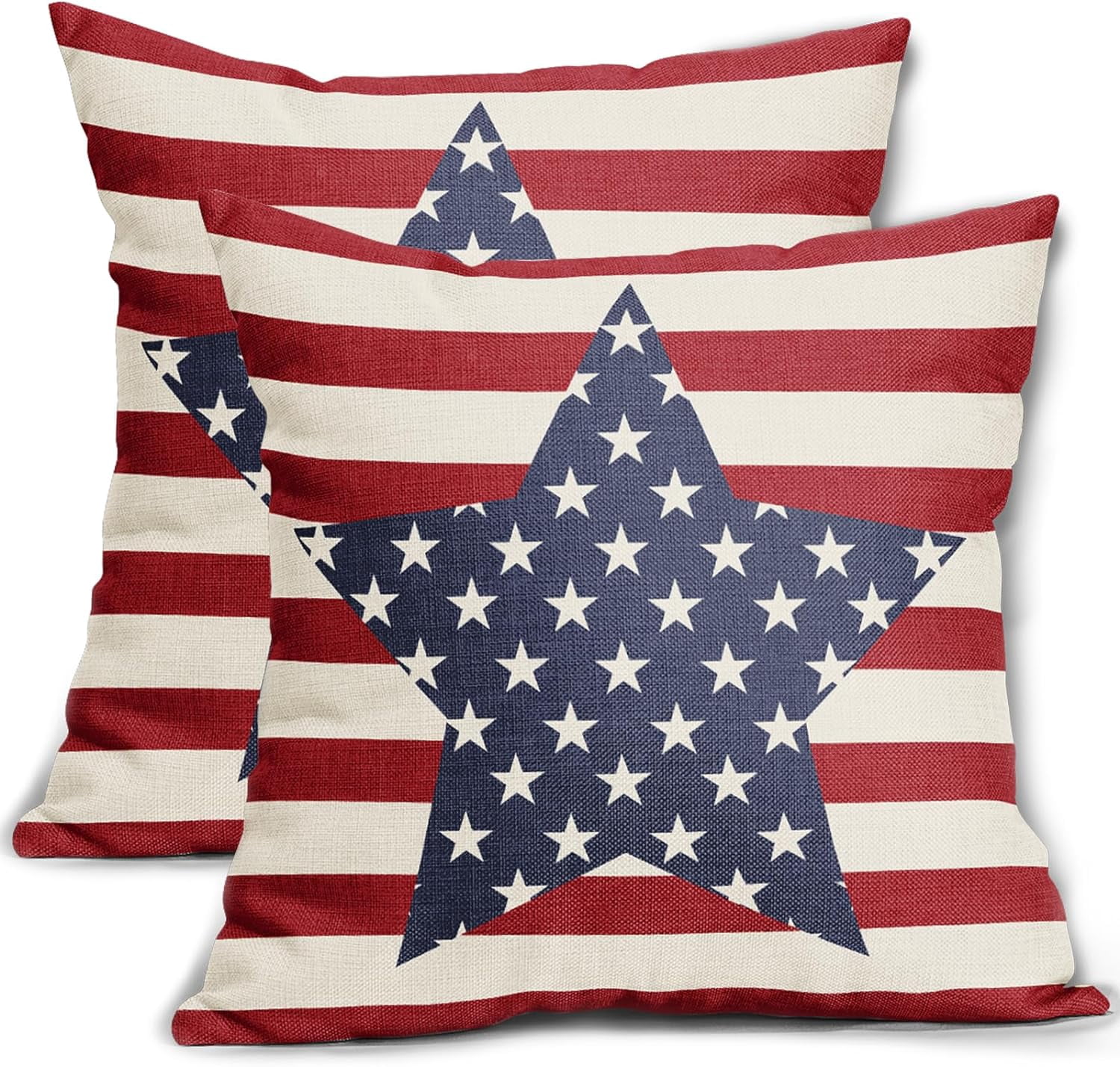 4th of July Patriotic Pillow Covers 16x16 Set of 2 Blue Star Red Stripe ...
