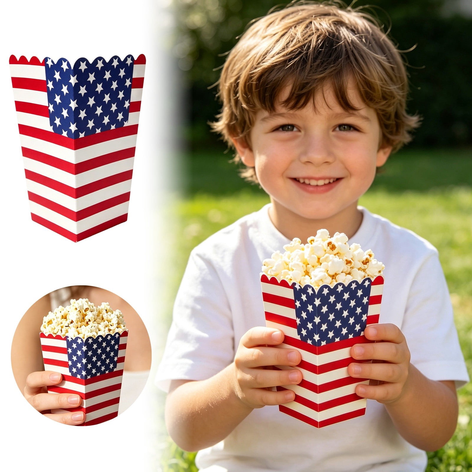 4th of July Patriotic Popcorn Boxes, American Flag Paper Snack ...