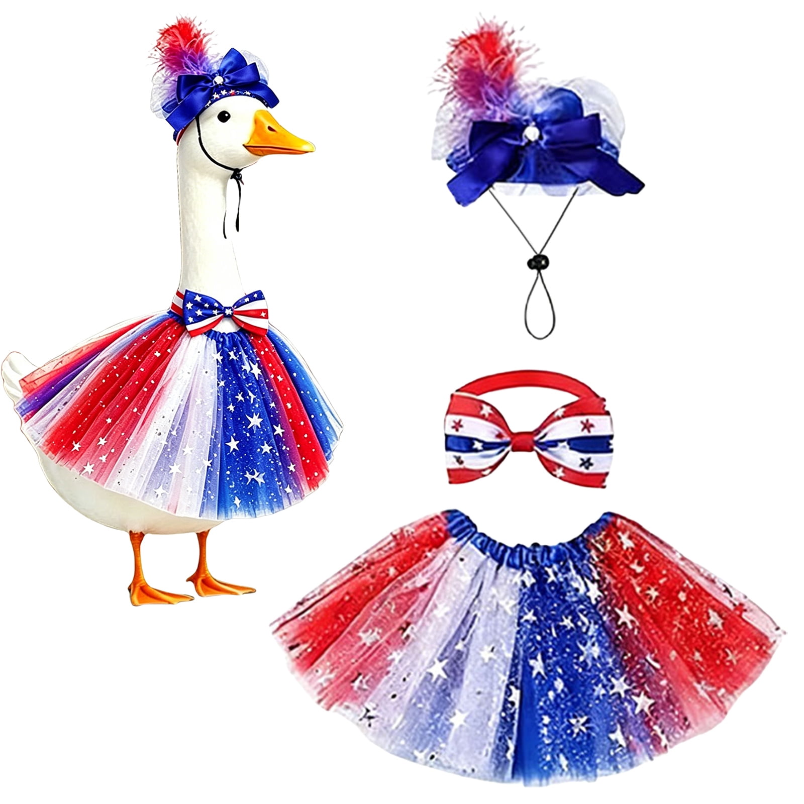 4th of July Patriotic Porch Goose Costume Set with Tutu Skirt, Blue ...