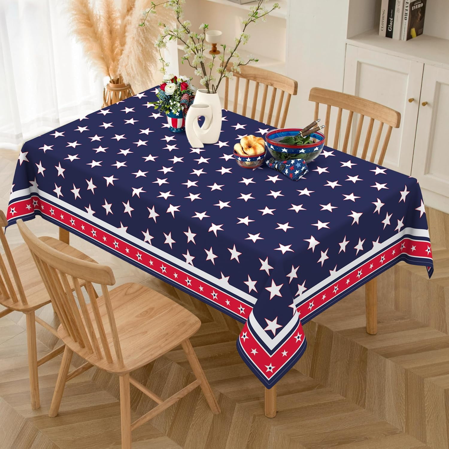 4th of July Patriotic Rectangle Tablecloth 60x120 Inch Waterproof ...