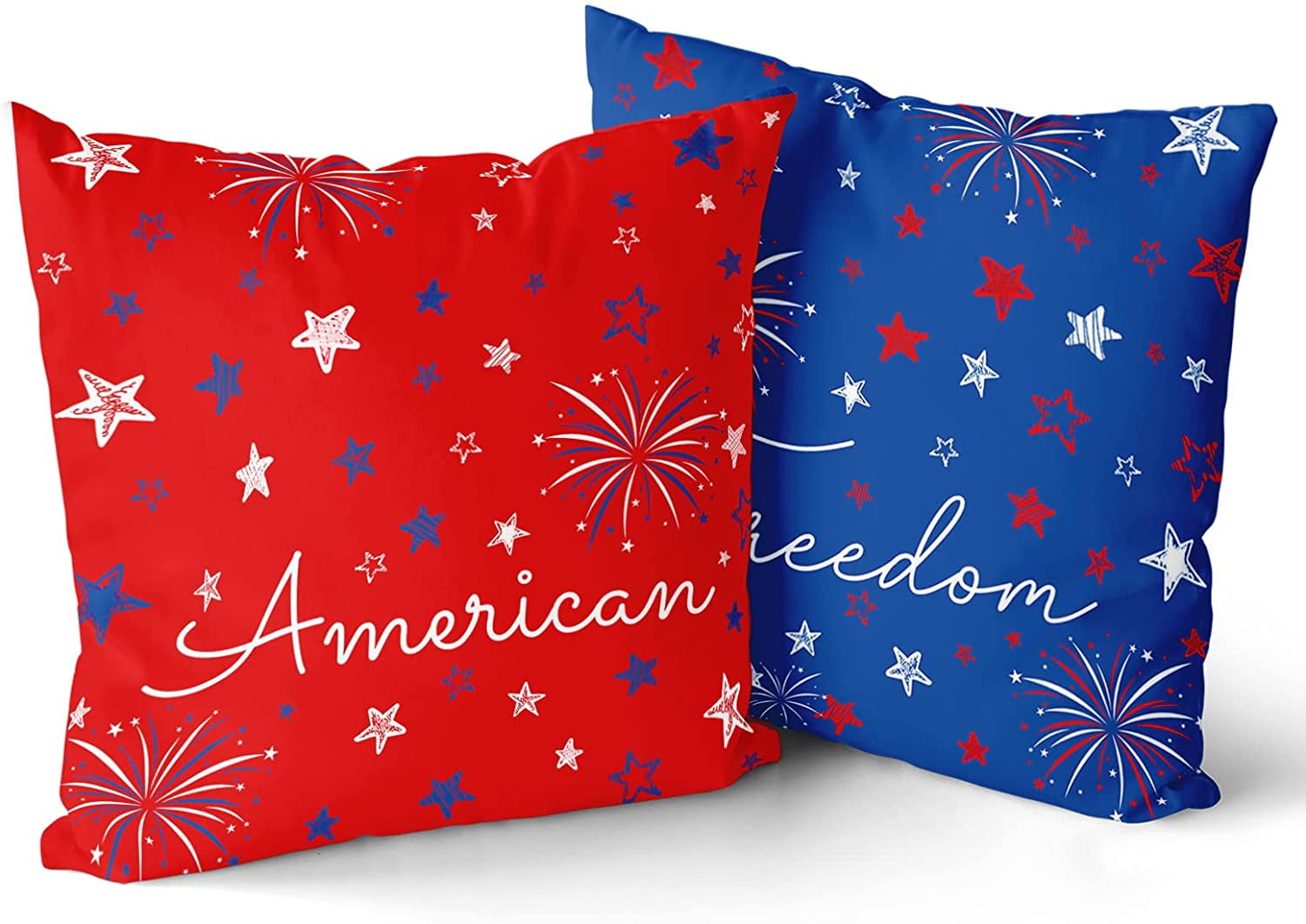 4th of July Patriotic Saying Throw Pillow Covers 18x18 Set of 2, Red ...