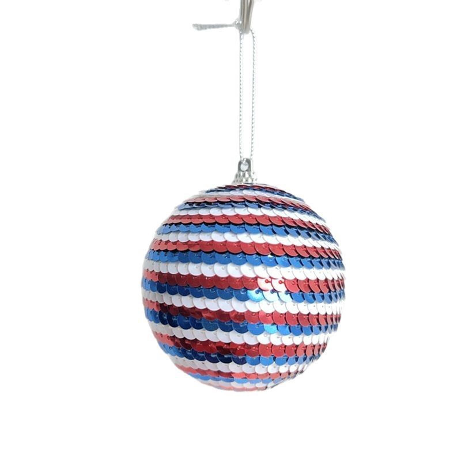 4th of July Patriotic Sequin Ball Ornaments Set – Red White Blue ...