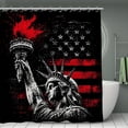 4th of July Patriotic Shower Curtain Liberty Statue With Flag Grunge ...