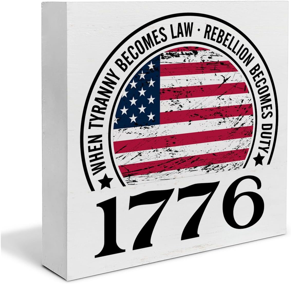 4th of July Patriotic Sign Independence Day Decor 1776 Retro Wooden Box ...