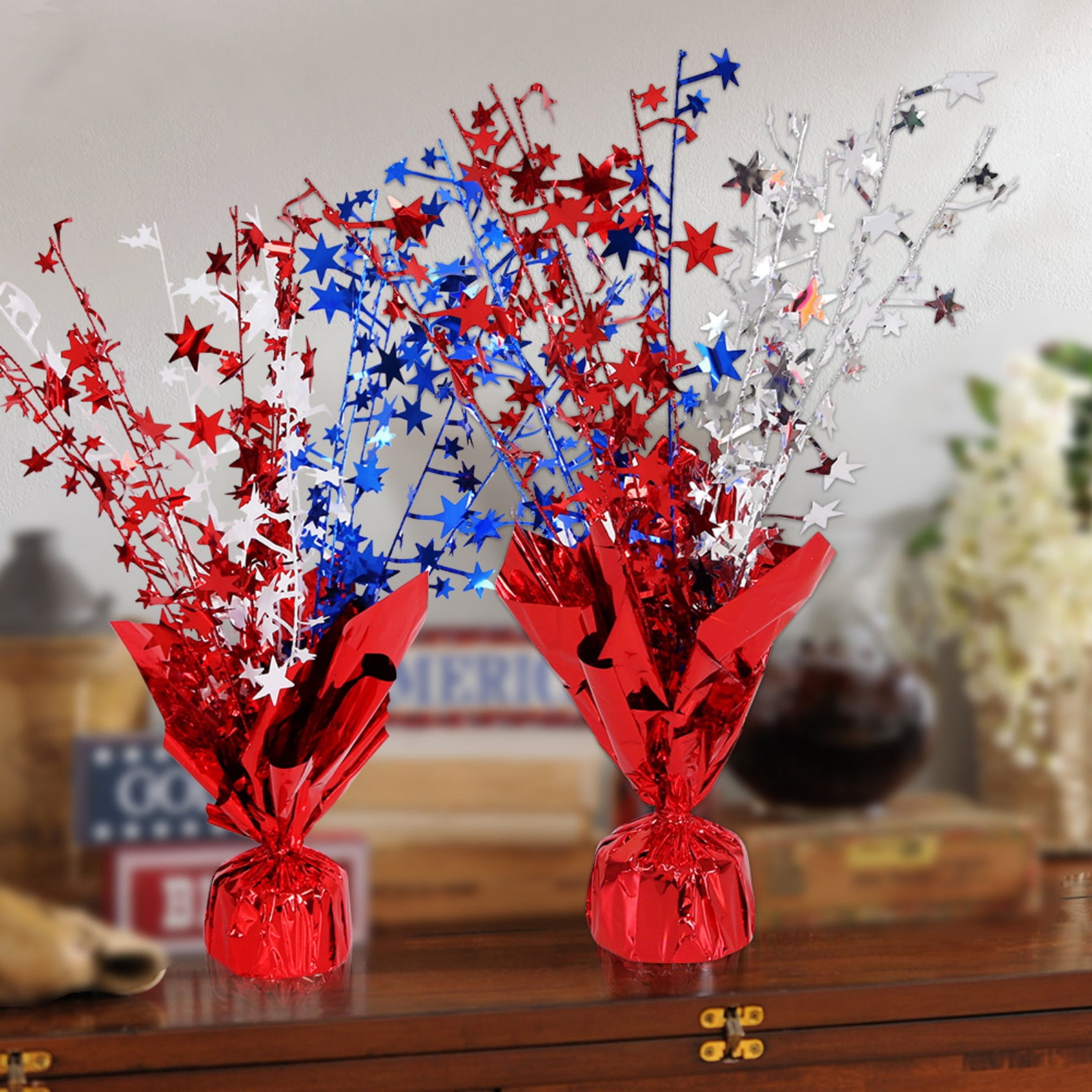 4th of July Patriotic Star Centerpieces Red & Blue ,4th of July ...