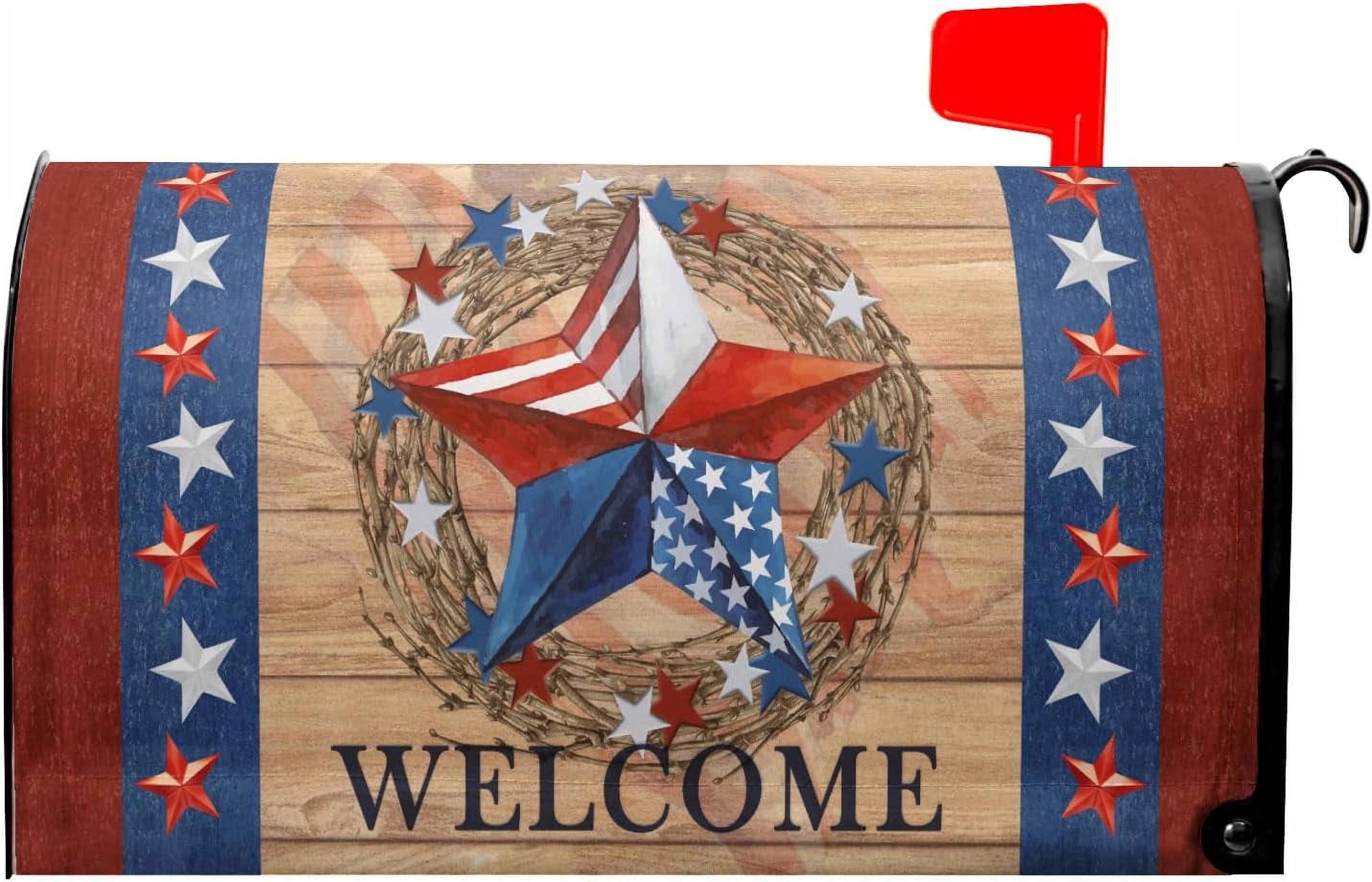 4th of July Patriotic Star Mailbox Covers Magnetic Large Size 25.5 ...