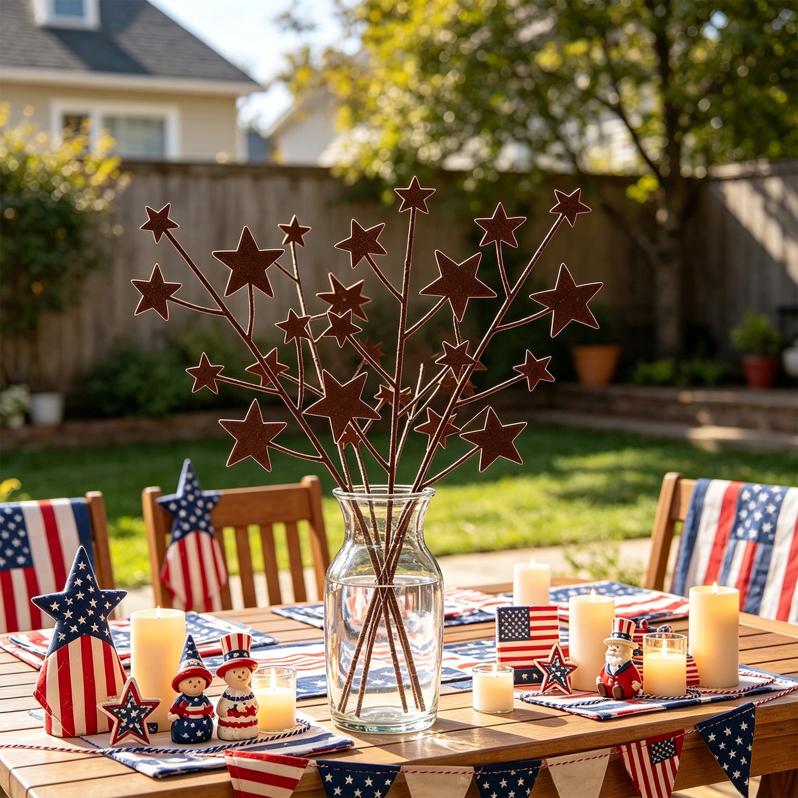 4th of July Patriotic Star Vase Branch - Star Branch Bouquet Filler for ...