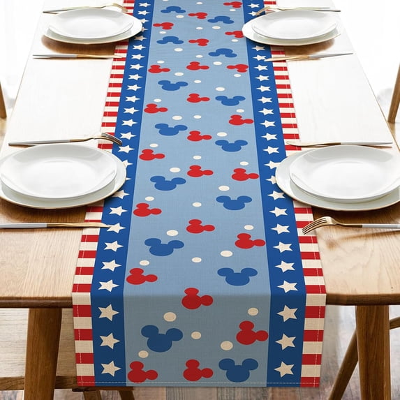 4th of July Patriotic Table Runner, Blue Red Stars Polka Dot America ...