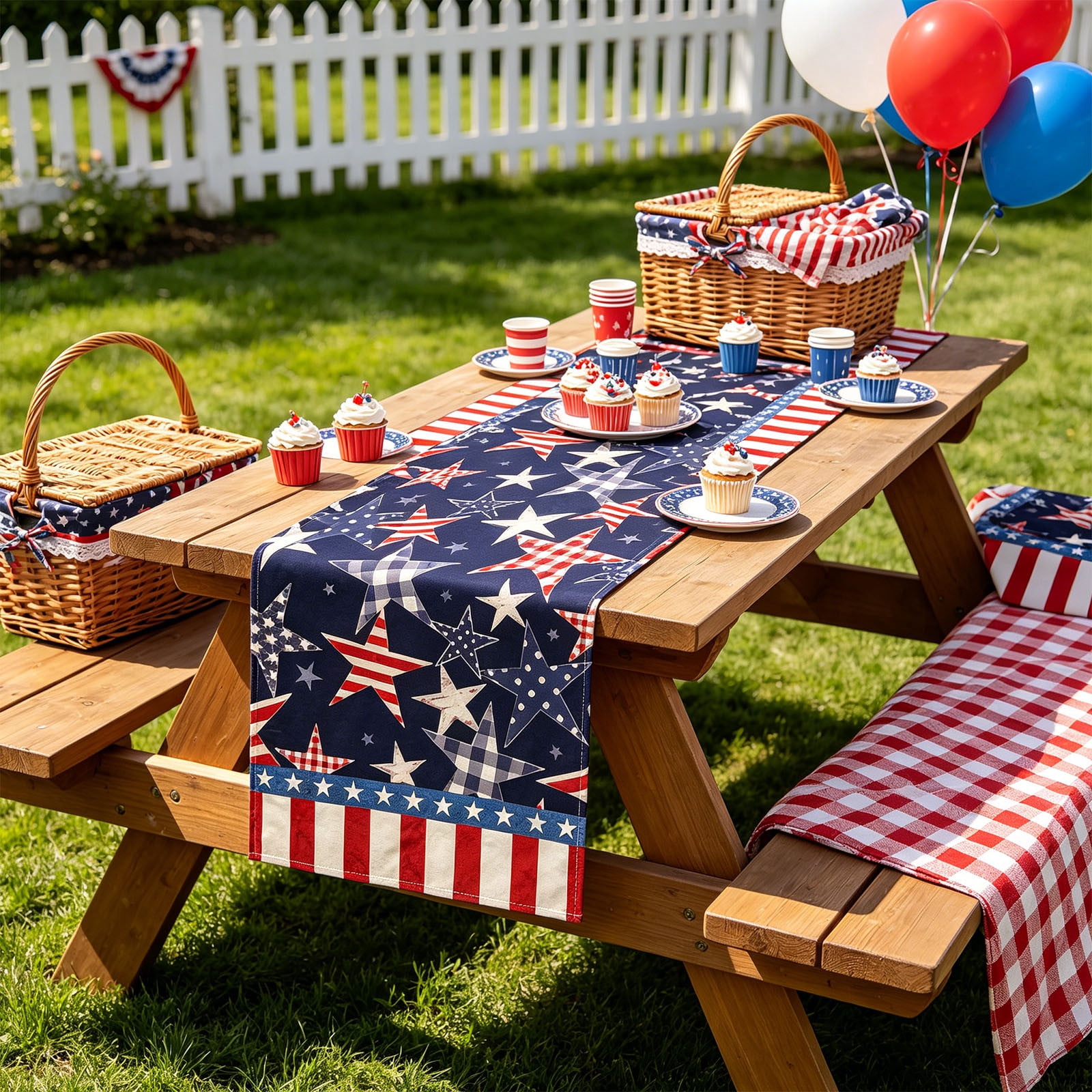 4th of July Patriotic Table Runner,Red White and Blue Table Runner ...