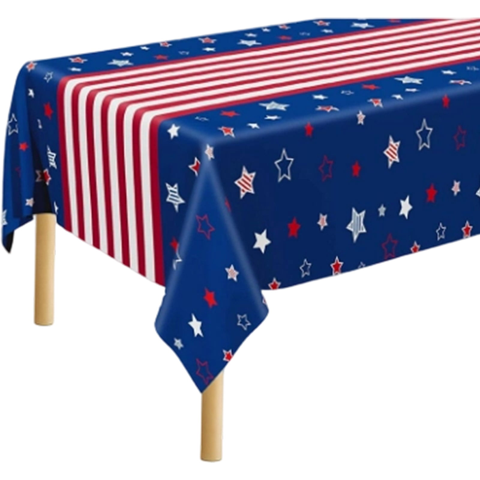 4th Of July Patriotic Tablecloth, Red White Blue American Flag Table ...