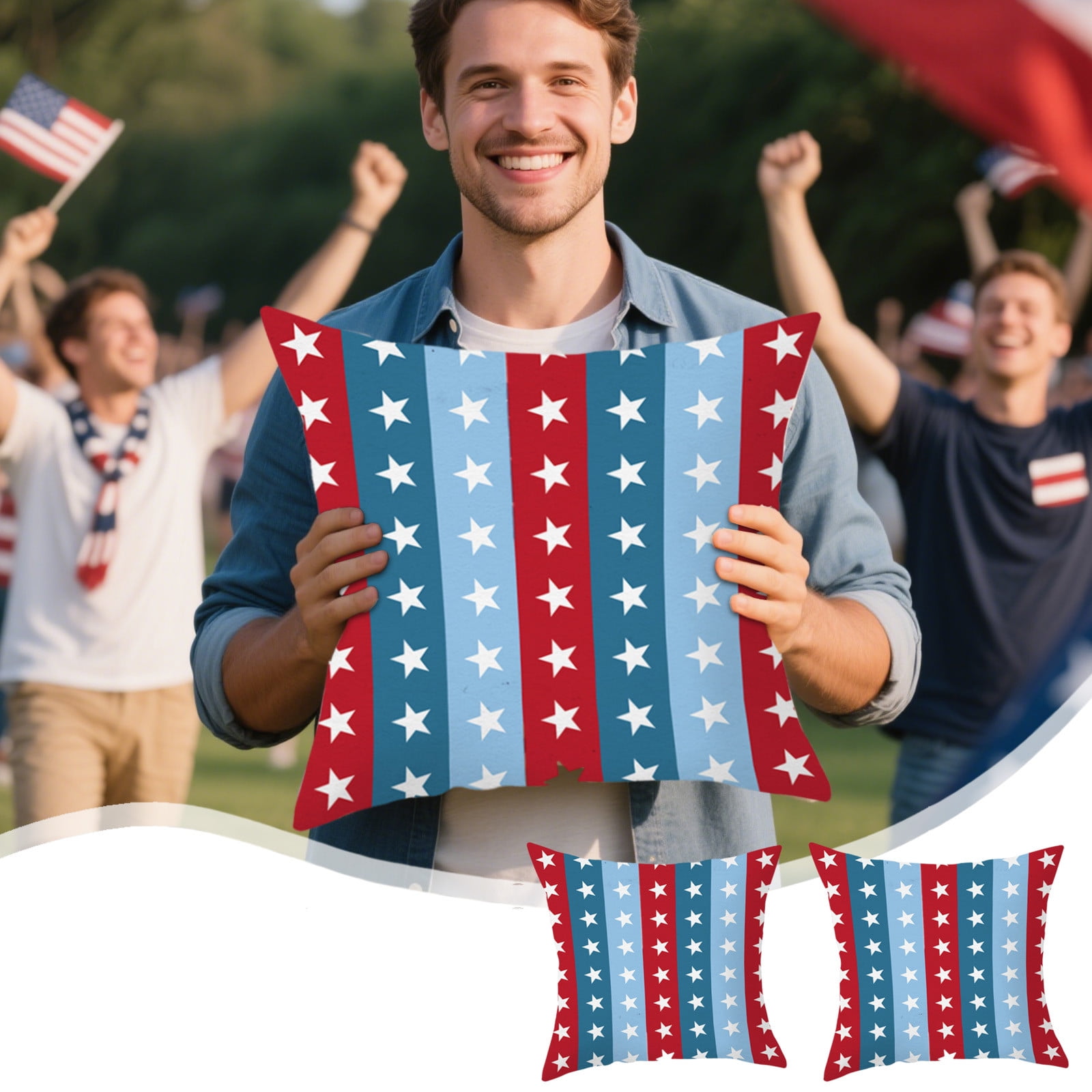 4th of July Patriotic Throw Pillow Covers 18 X 18 Set of 2, Freedom ...