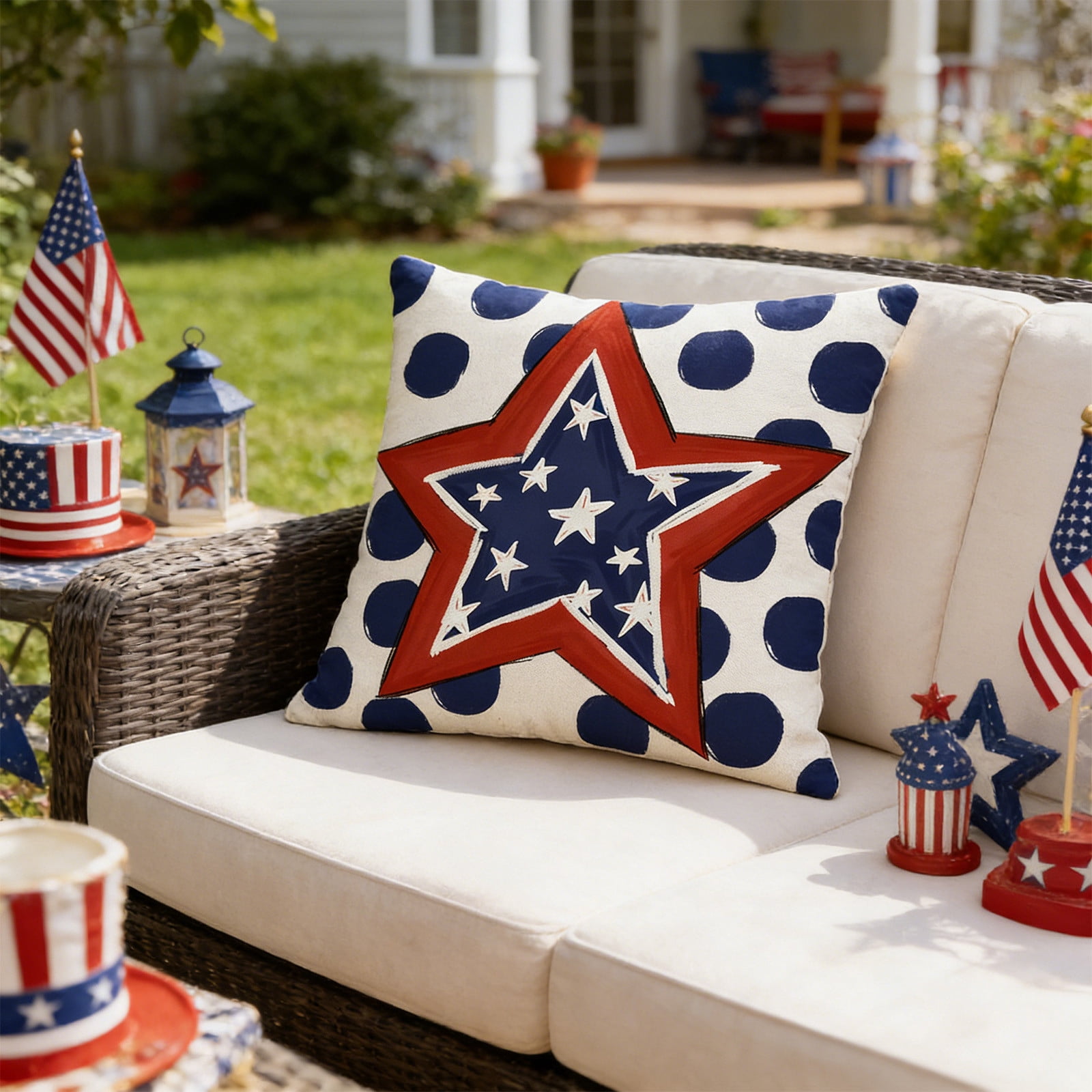 4th of July Patriotic Throw Pillow Covers,American Flag Striped ...