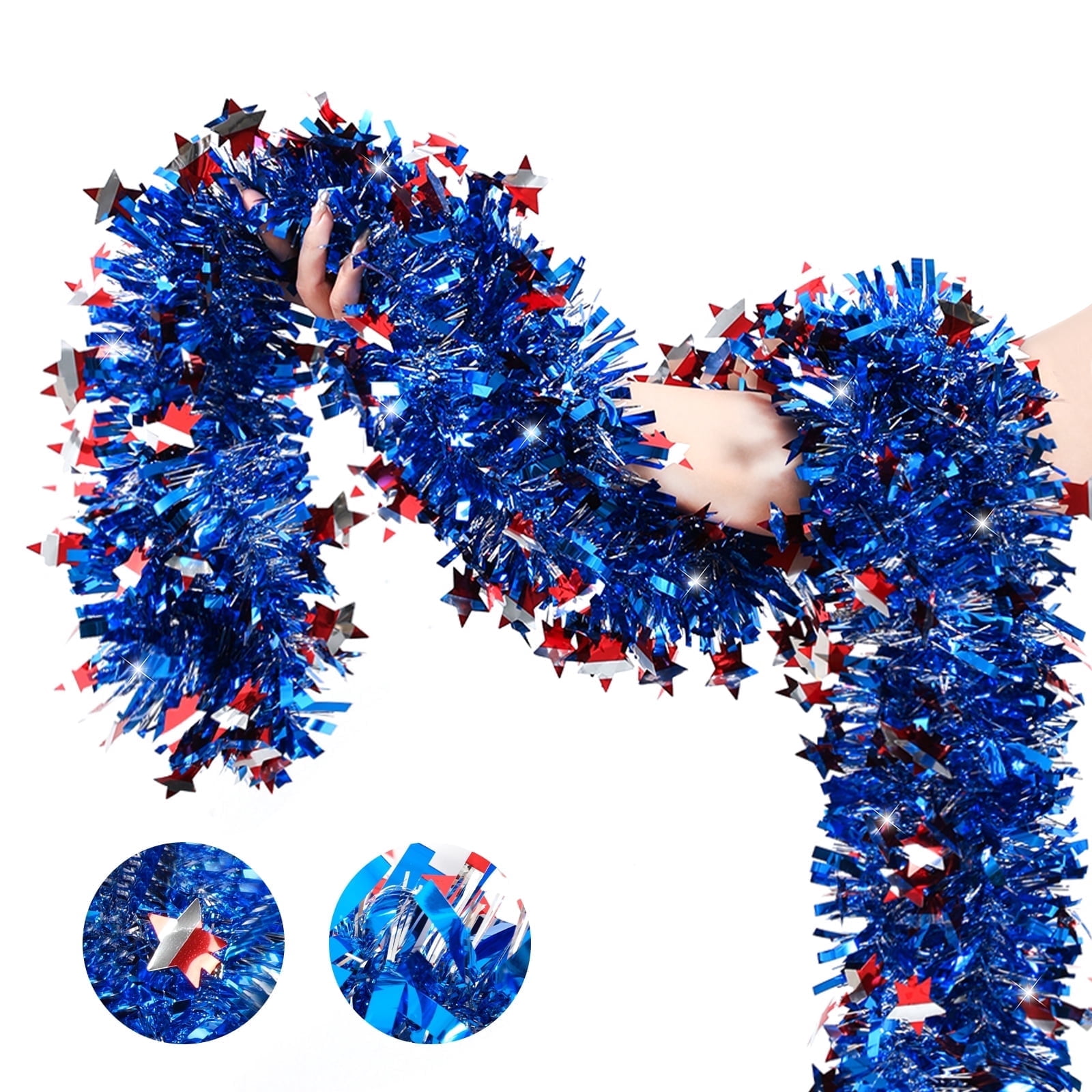4th of July Patriotic Tinsel Garland Decoration 33FT, Red White and ...