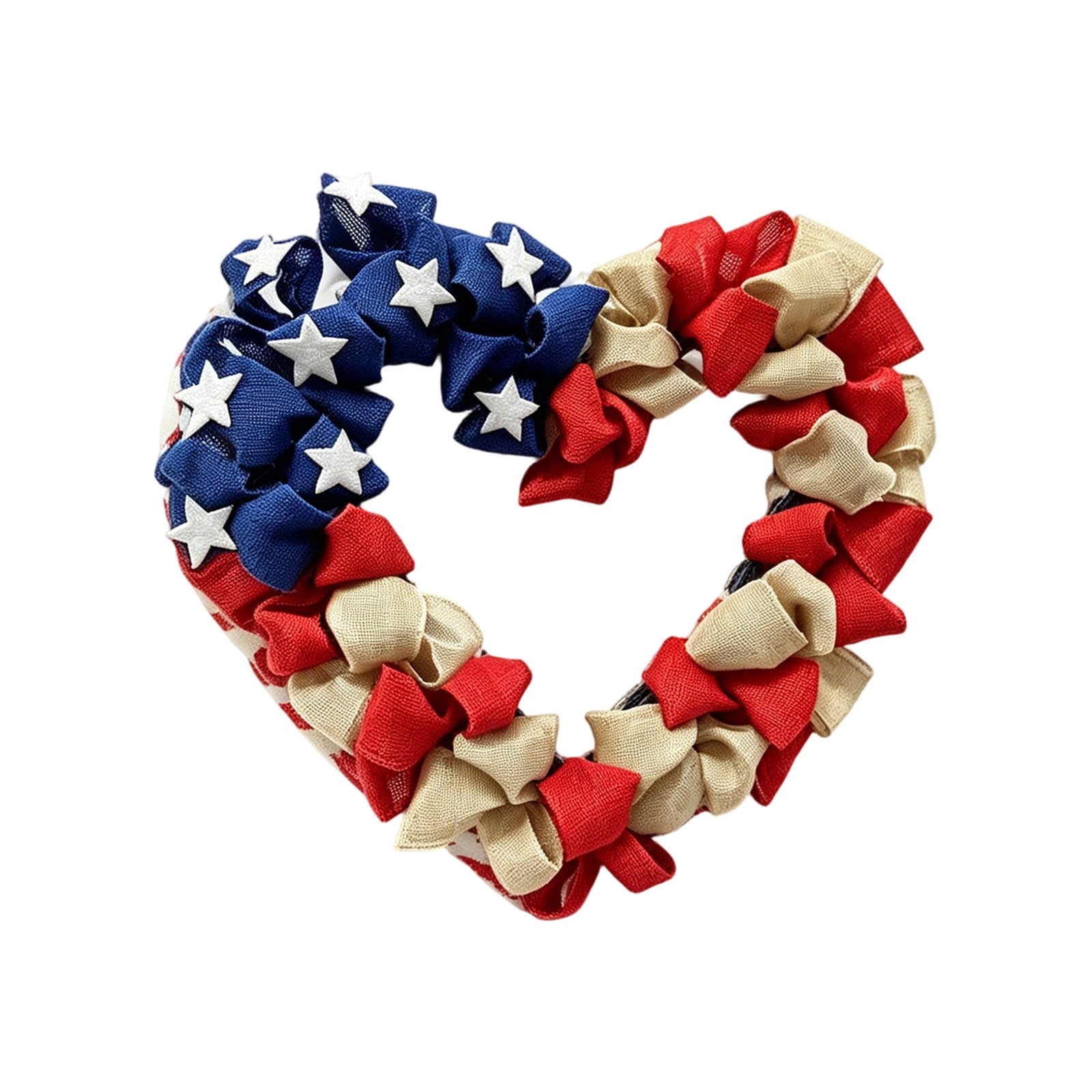 4th of July Patriotic Wreath 17.7 Inch Red Beige Blue American Flag ...