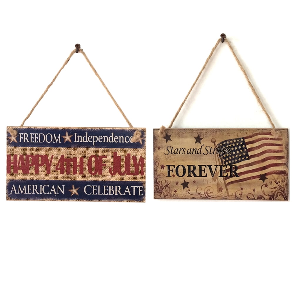 4th of July Patriotic Wreaths Welcome Sign, Independence Day ...