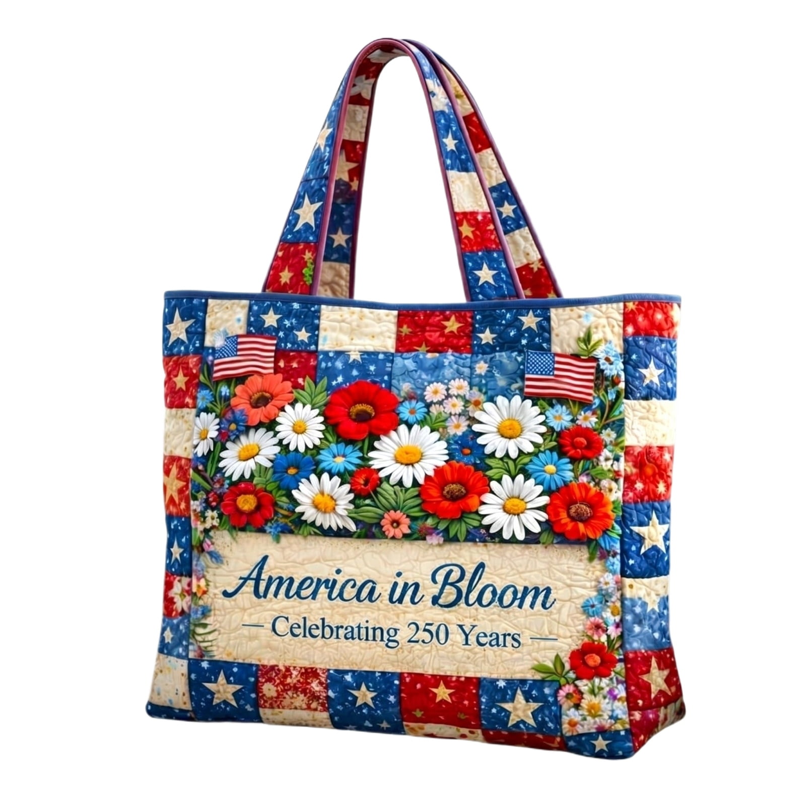 4th of July Patriotism Quilted Tote Bag for Women Commemorative 250th ...