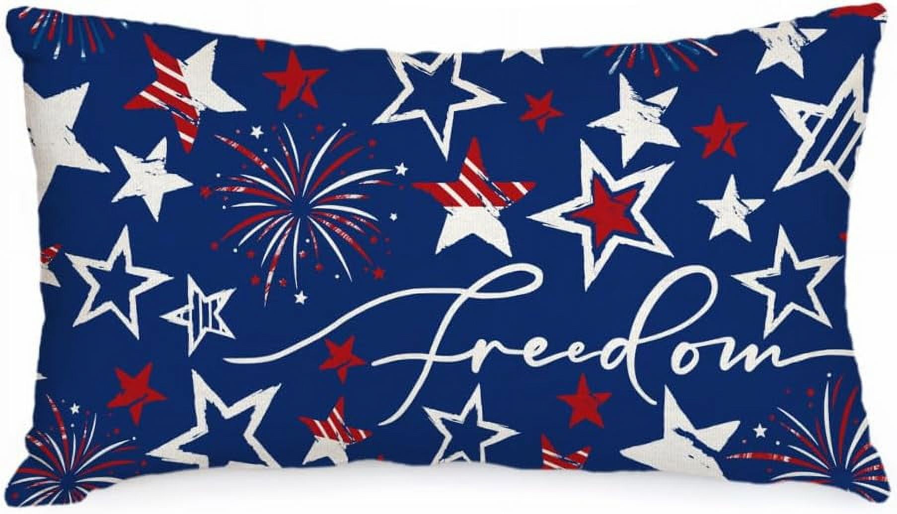 4th of July Pillow Covers 12x20 Inch Stars Firework Freedom Decor ...
