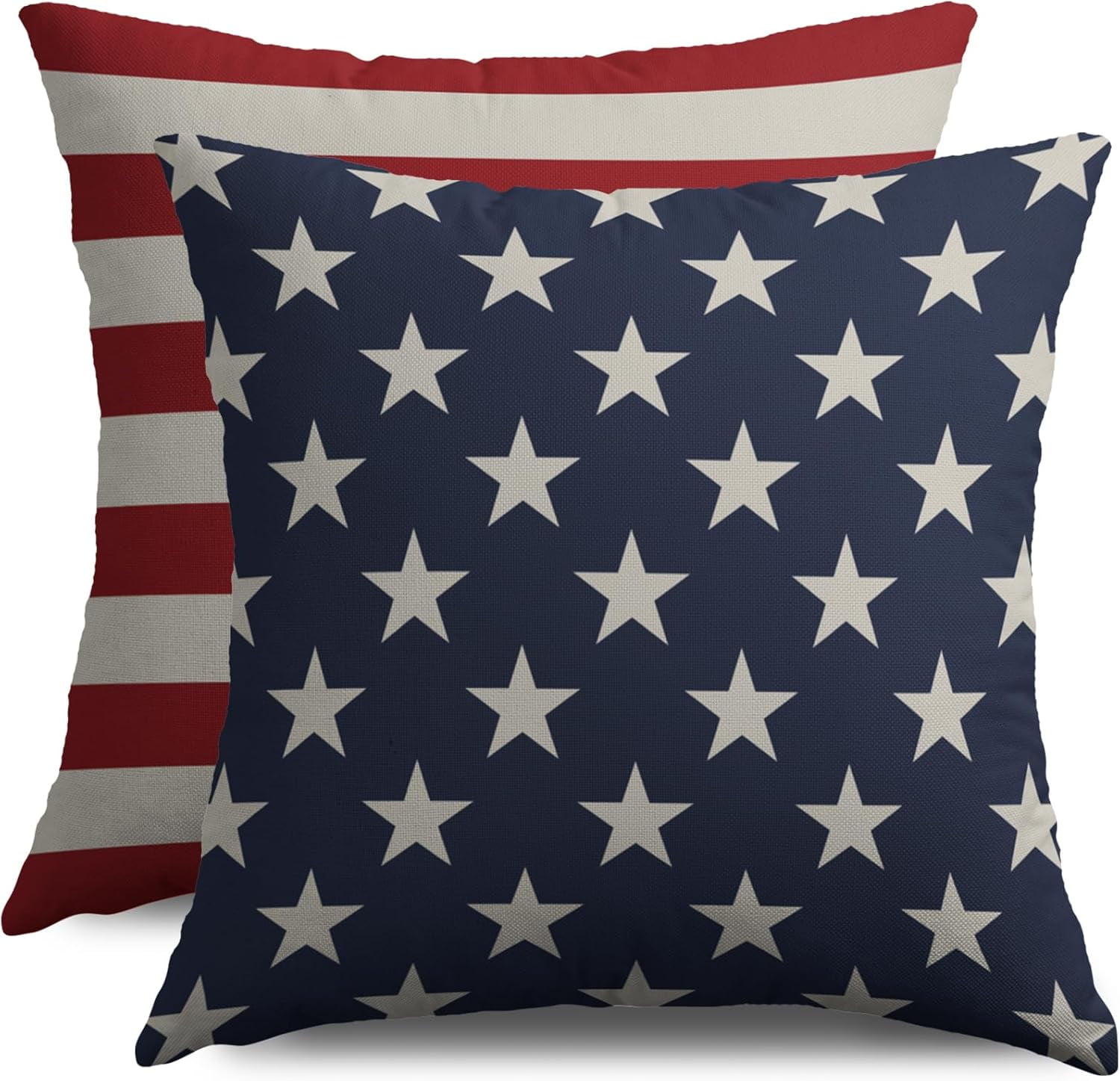 4th of July Pillow Covers 16X16 Set of 2, Patriotic Blue Star Red ...