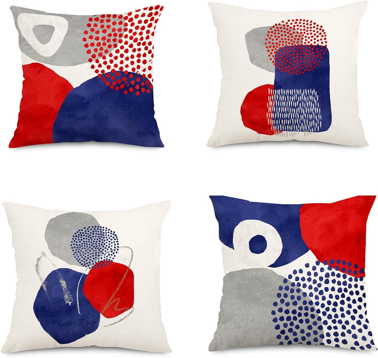 4th of July Pillow Covers 18x18 Set of 4 Patriotic Red White & Blue ...