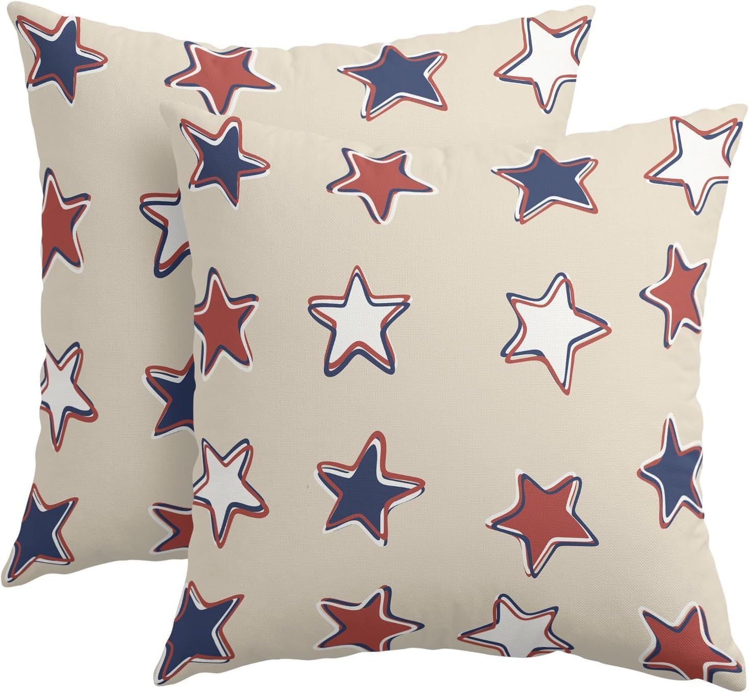 4th of July Pillow Covers 20x20 Inch Set of 2 Blue Red White Stars Patriotic Decorative Throw ...