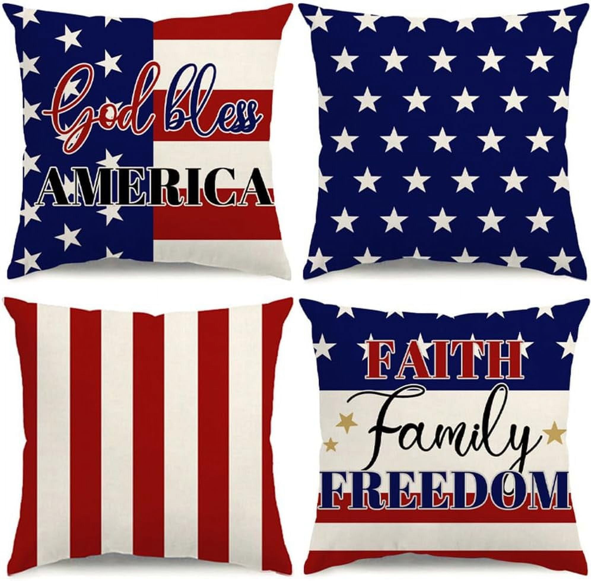 4th of July Pillow Covers 20x20 Stripes Independence Day Decorations ...