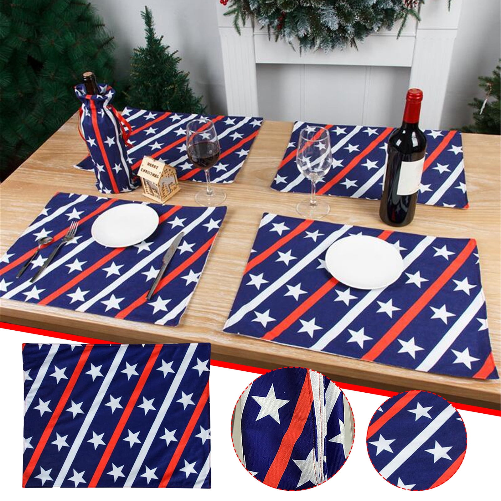 4th of July Placemats 4th of July Table Decorations Red White Blue ...