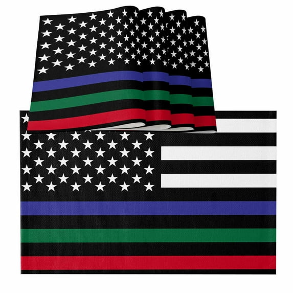 4th of July Placemats for Dinning Table Set of 6, Blue Green Red Line ...