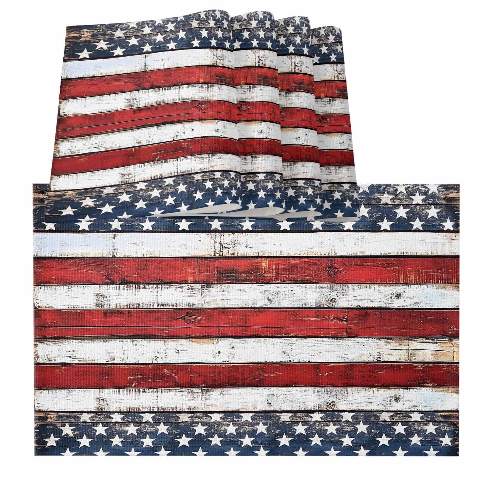 4th of July Placemats for Dinning Table Set of 6, Independence Day Blue ...