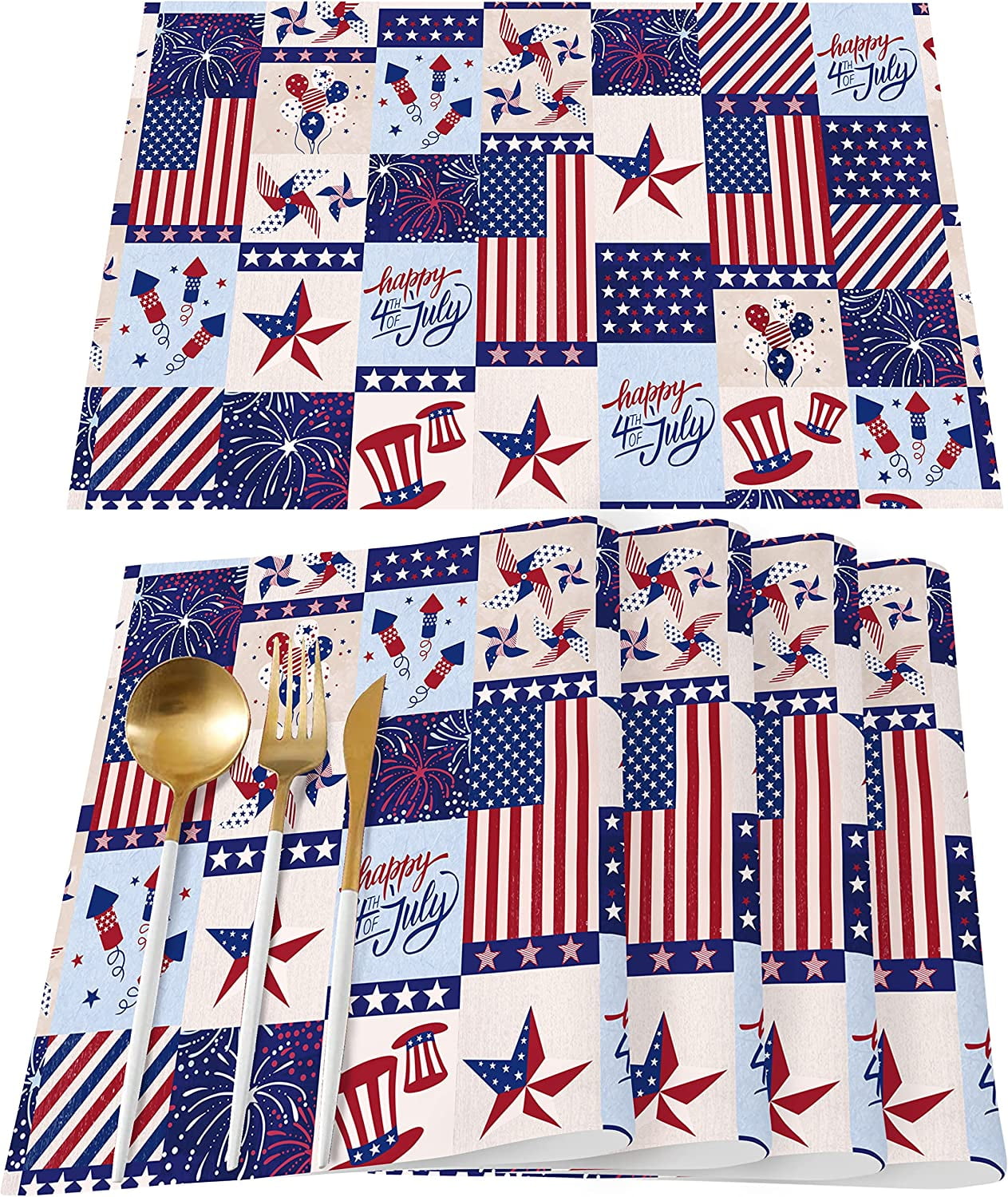 4th of July Placemats Patriotic Independence Day Memorial Day American ...