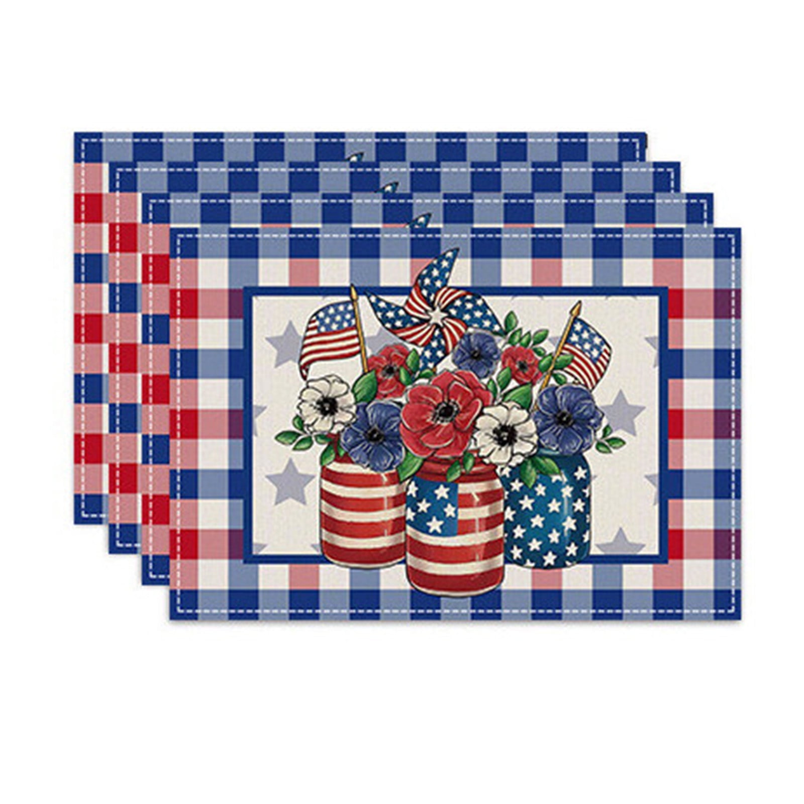 4th of July Placemats Set of 4, Patriotic Memorial Day Kitchen Dining ...