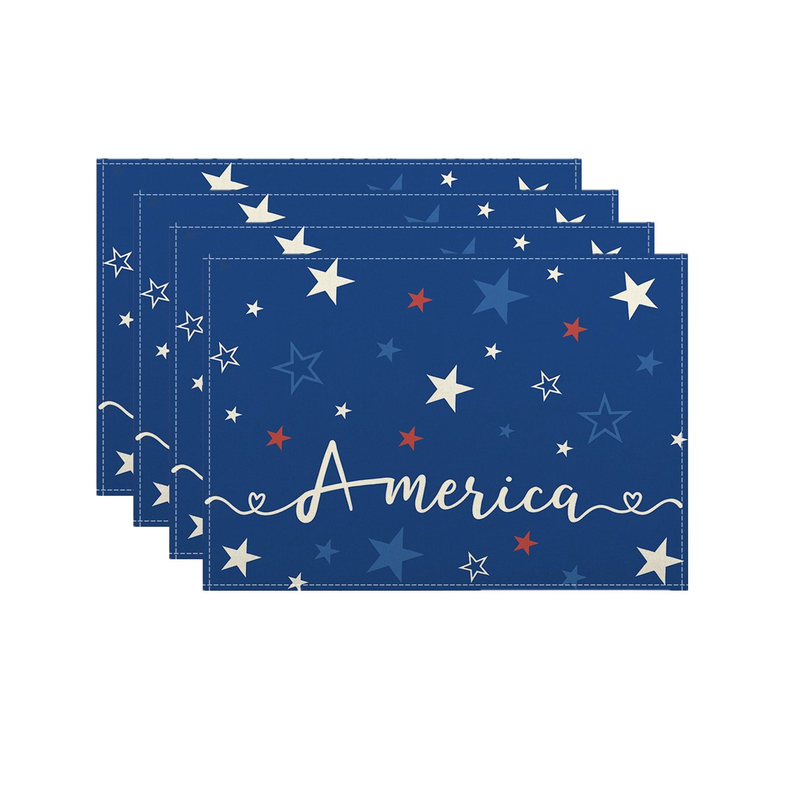 4th of July Placemats Set of 4, Patriotic Memorial Day Kitchen Dining ...