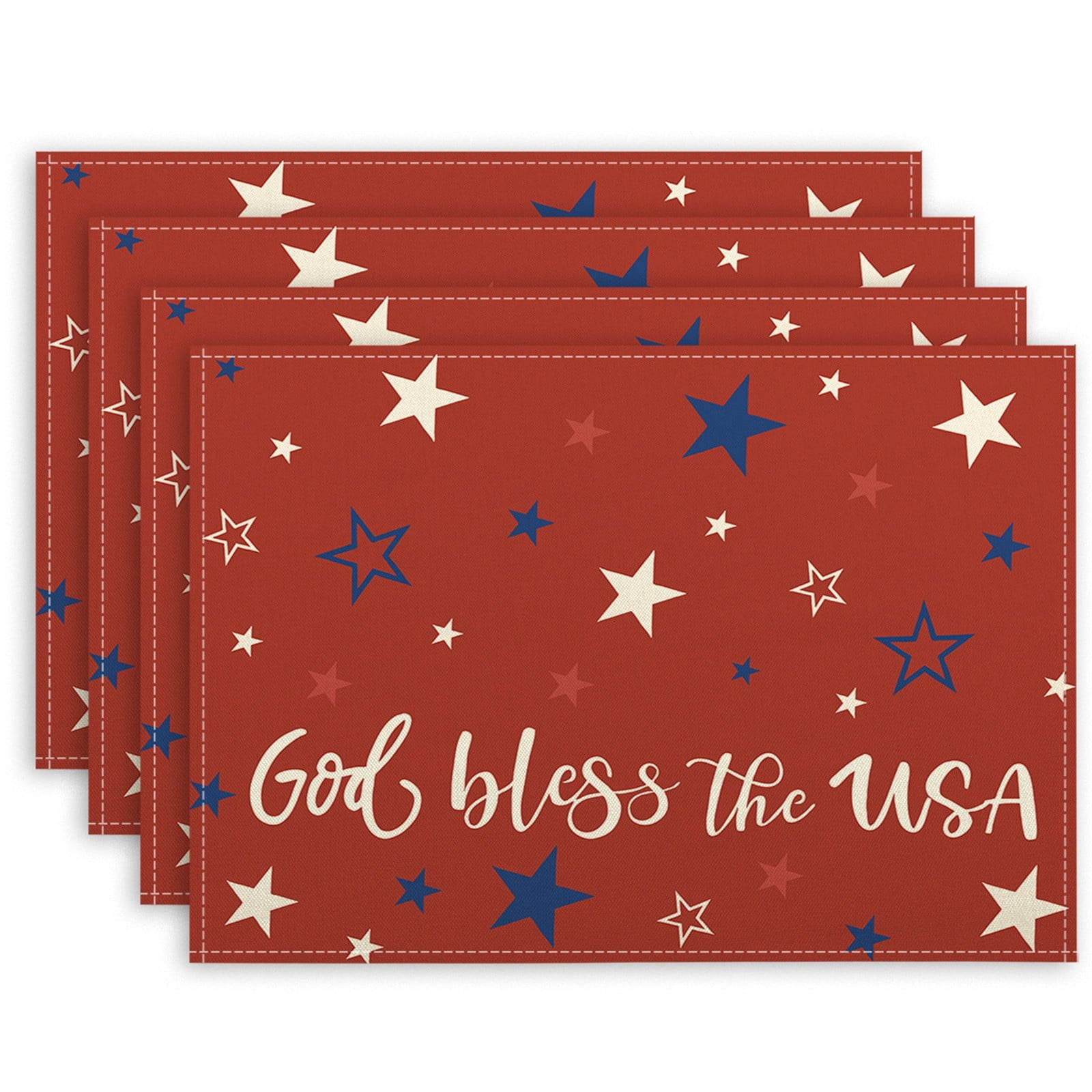 4th of July Placemats Set of 4, Patriotic Memorial Day Kitchen Dining ...