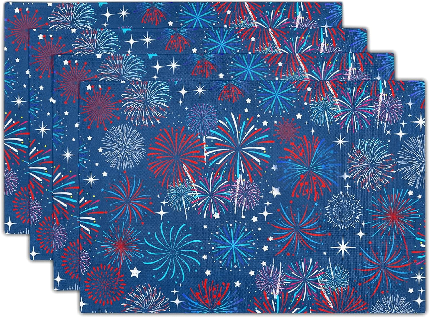 4th of July Placemats Set of 4 Patriotic Red and Blue Fireworks ...